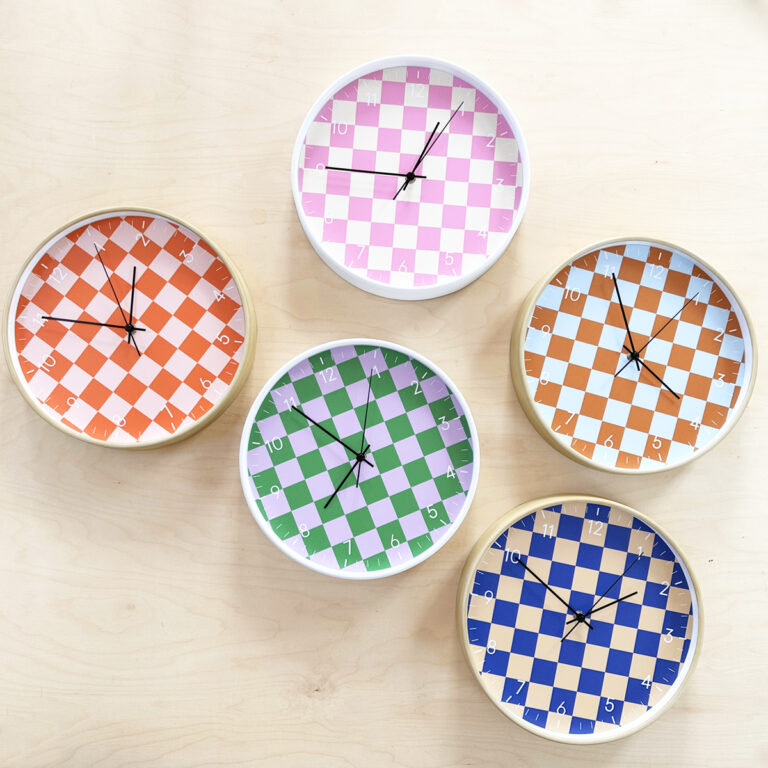 Wandklok Blocks Pink Light Yellowvan Dutch Sprinkles