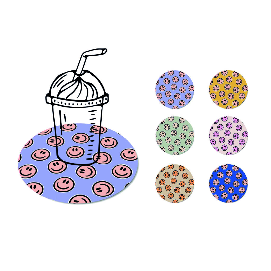 Onderzetters Smiley, set a 6 stuks | Dutch Sprinkles